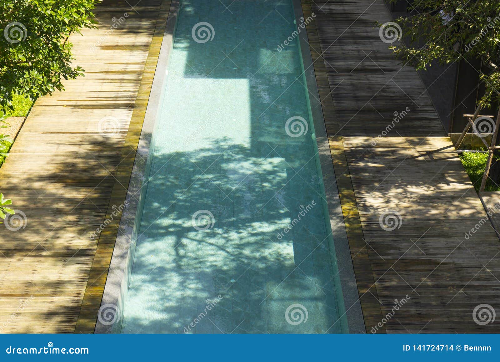 Swimming Pool with Wood Terrace Stock Photo - Image of french, europe ...