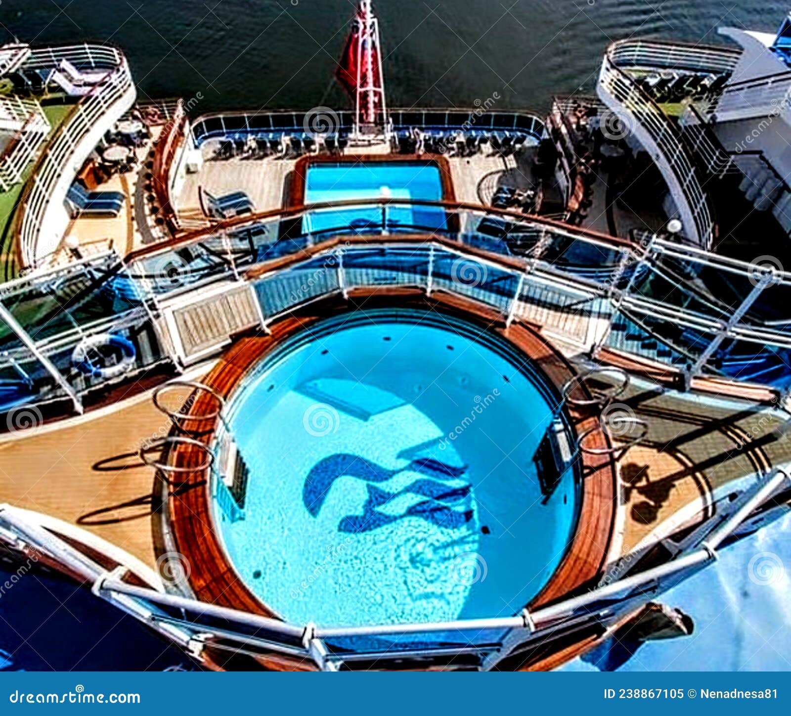 Swimming Pools on the Back of the Cruise Ship Stock Illustration ...