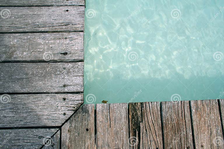 Swimming Pools Edge Wooden Decking Background Stock Photo - Image of ...