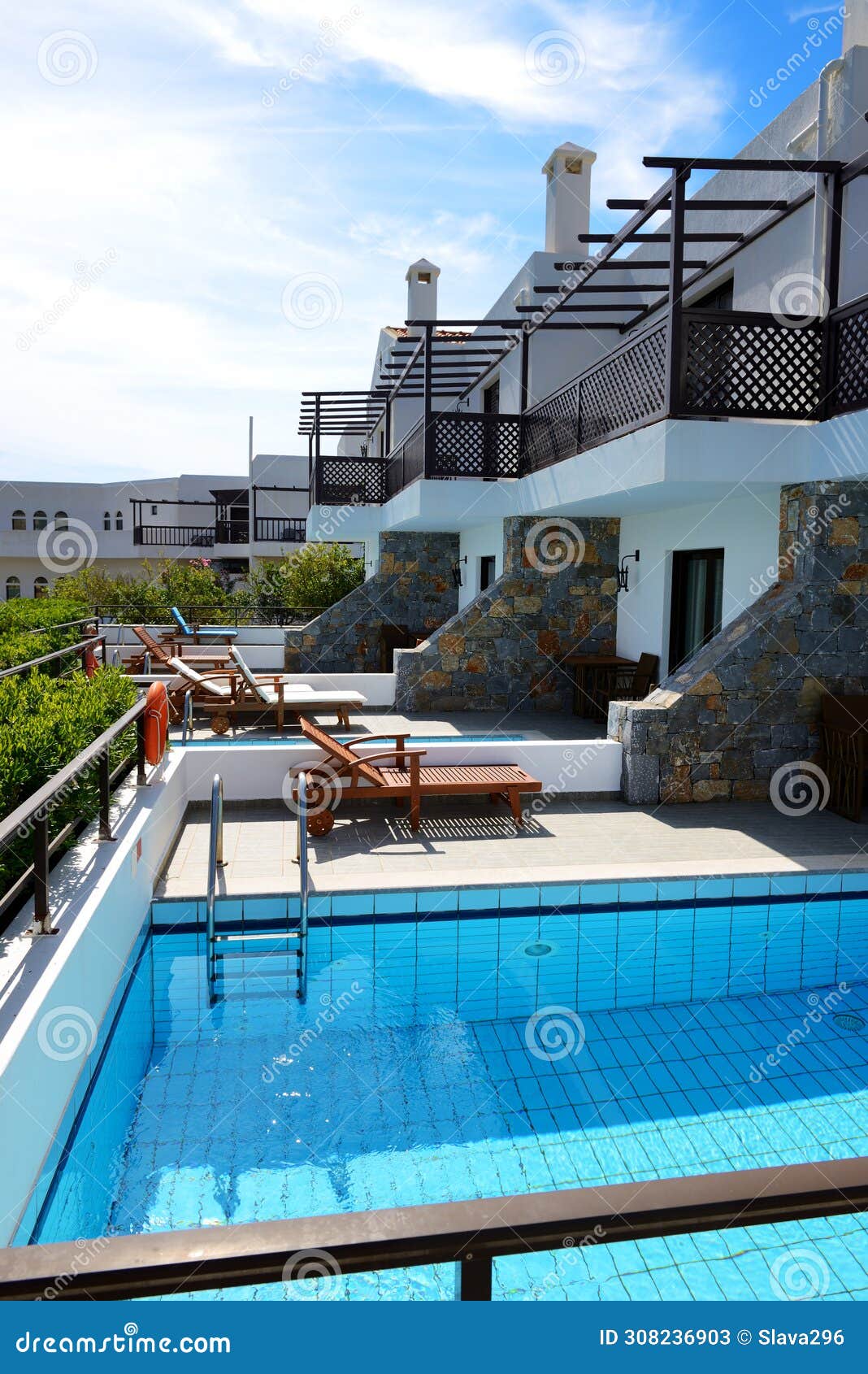 The Swimming Pools at Luxury Hotel Stock Image - Image of aegean ...