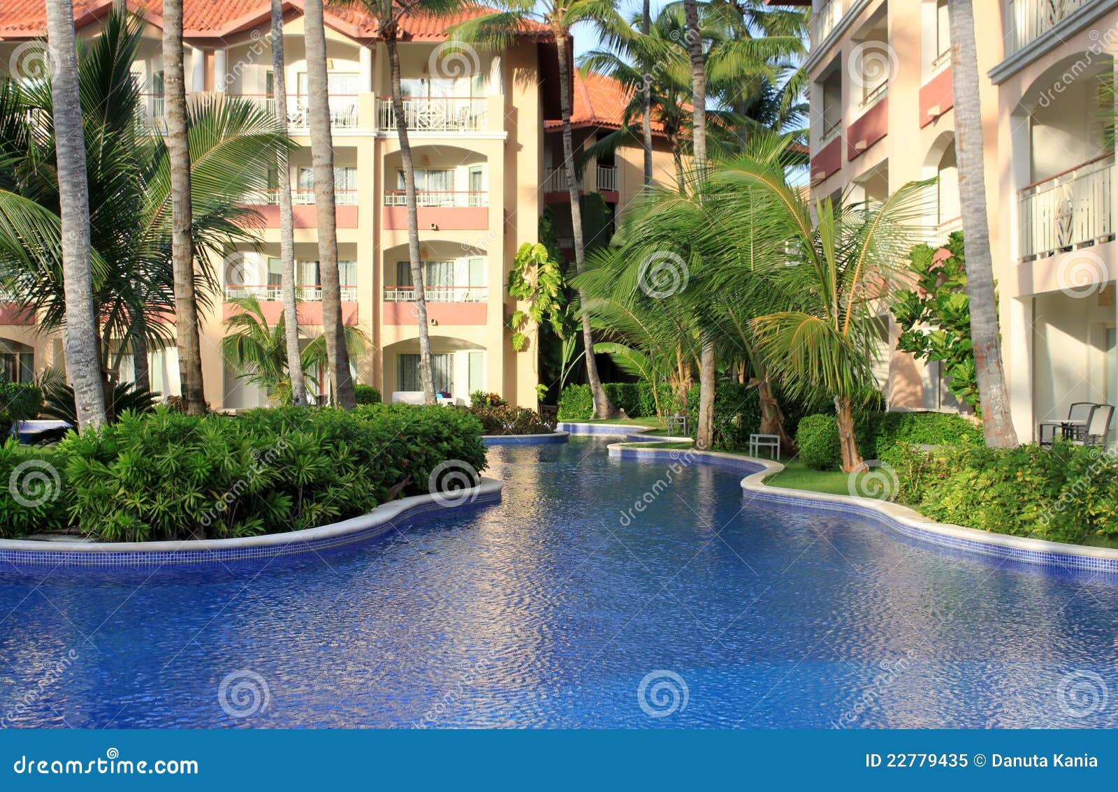Swimming Pools at the Tropical Resort Stock Image - Image of majestic ...
