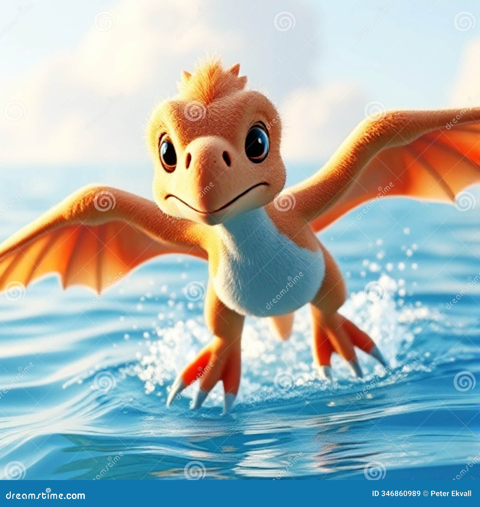 Swimming Ptero a Pterodactyl Diving Off a High Board and Swimming ...