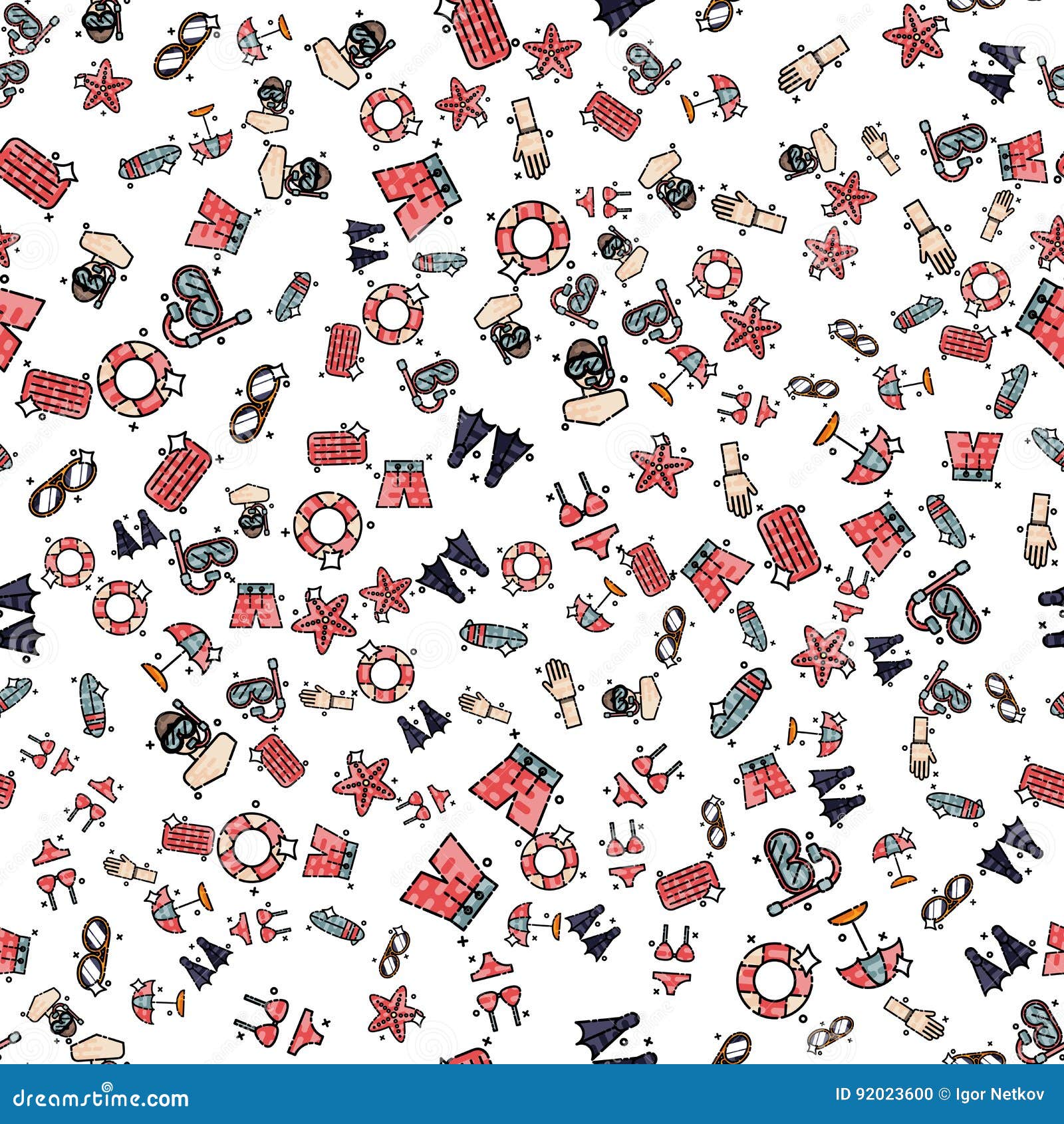 Swimming set pattern stock vector. Illustration of holiday - 92023600