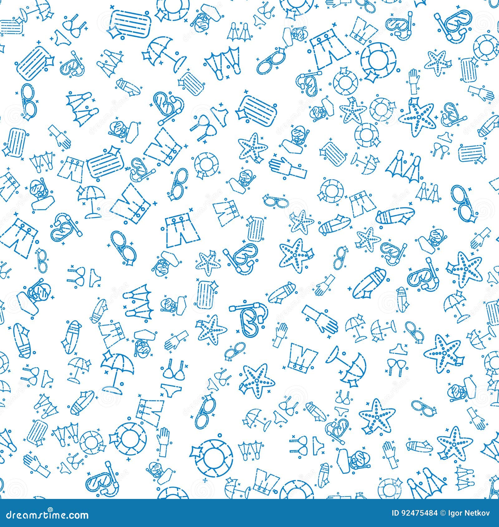 Swimming set pattern stock vector. Illustration of summer - 92475484