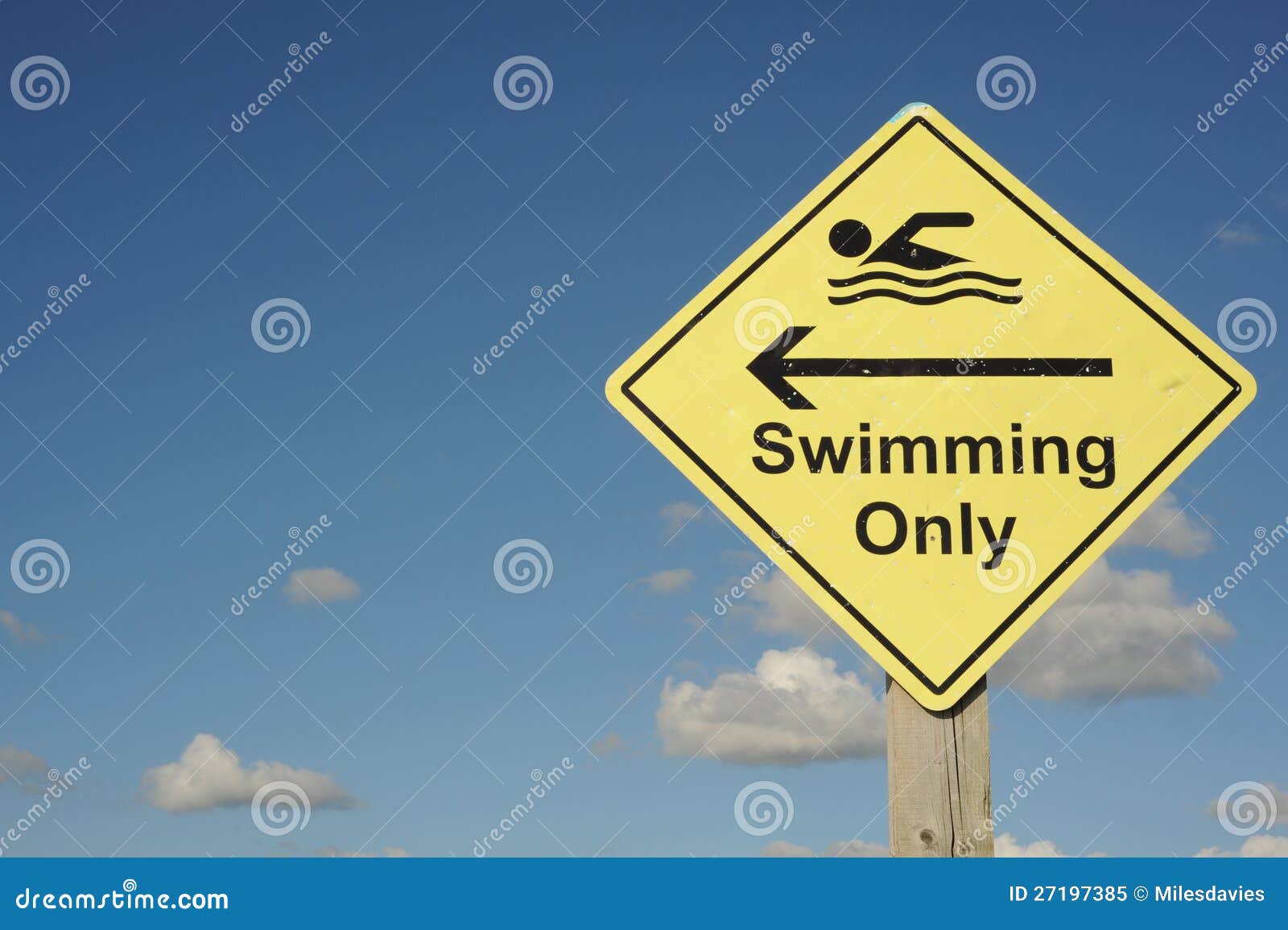 Swimming only sign stock image. Image of sign, directions - 27197385