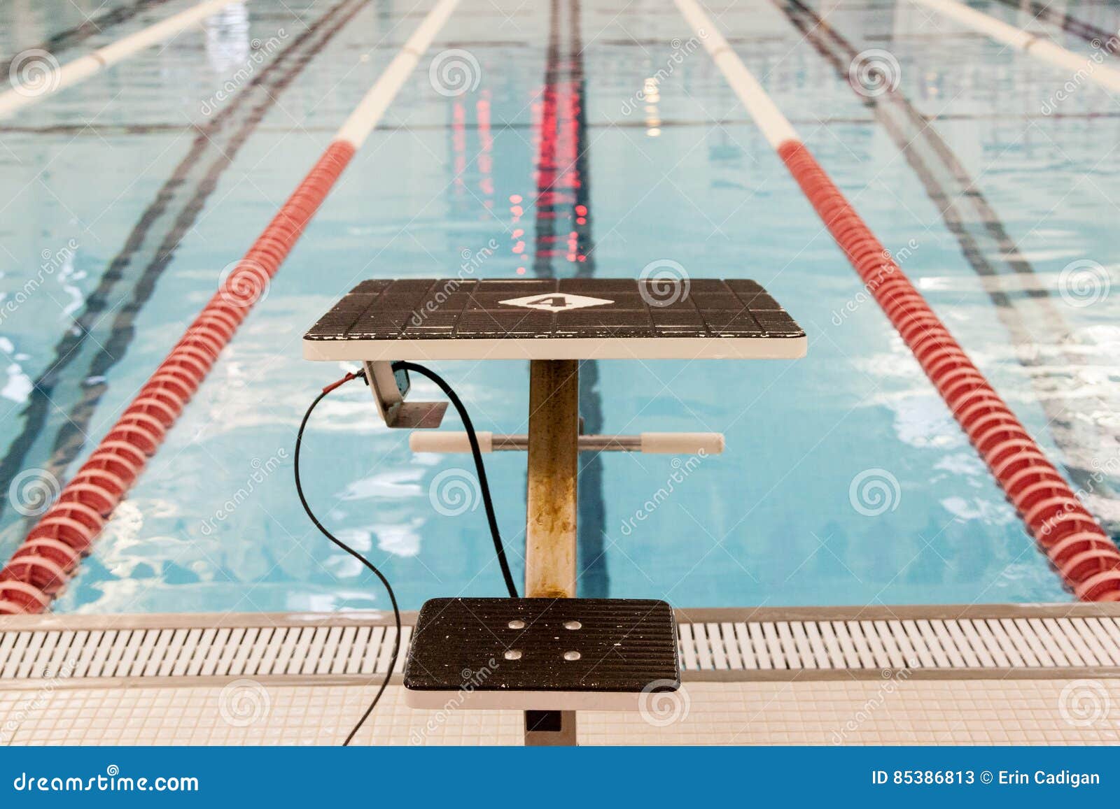 Swimming Starting Block With Pool In Background Royalty-Free Stock ...