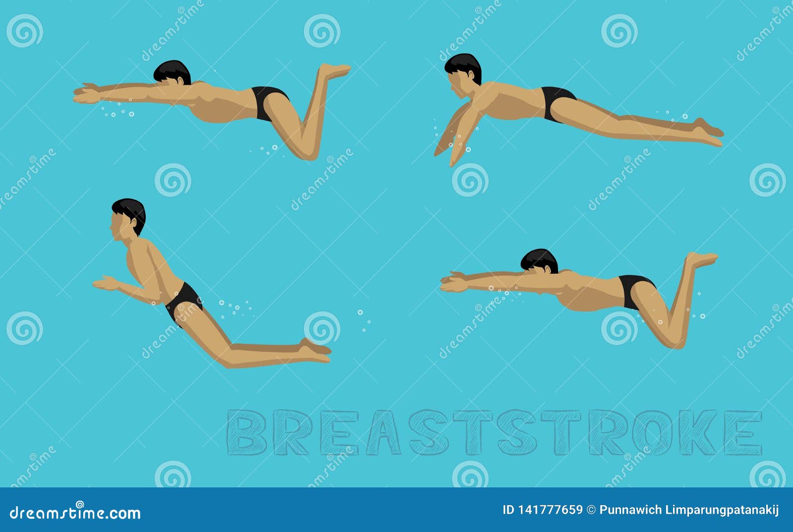 Swimming Style Breaststroke Motion Sequence Man Animation Set Stock ...