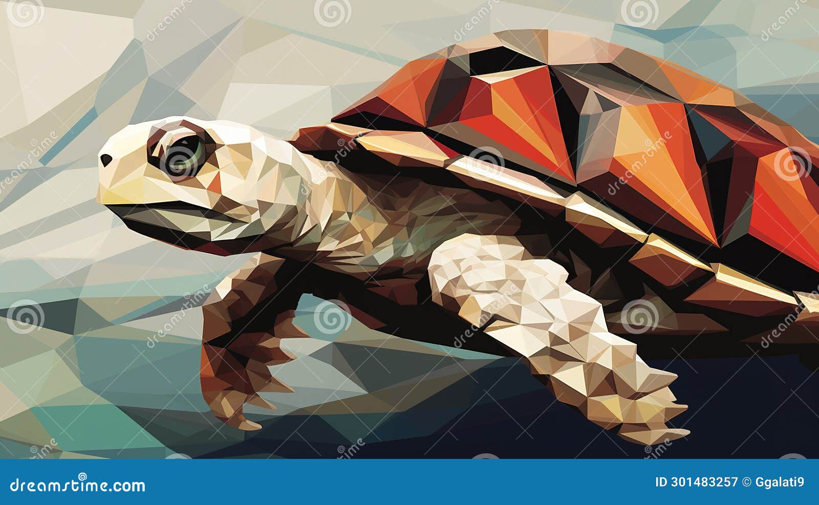 Swimming Turtle Made Out of a Geometrical Banner Design, Ai Generated ...