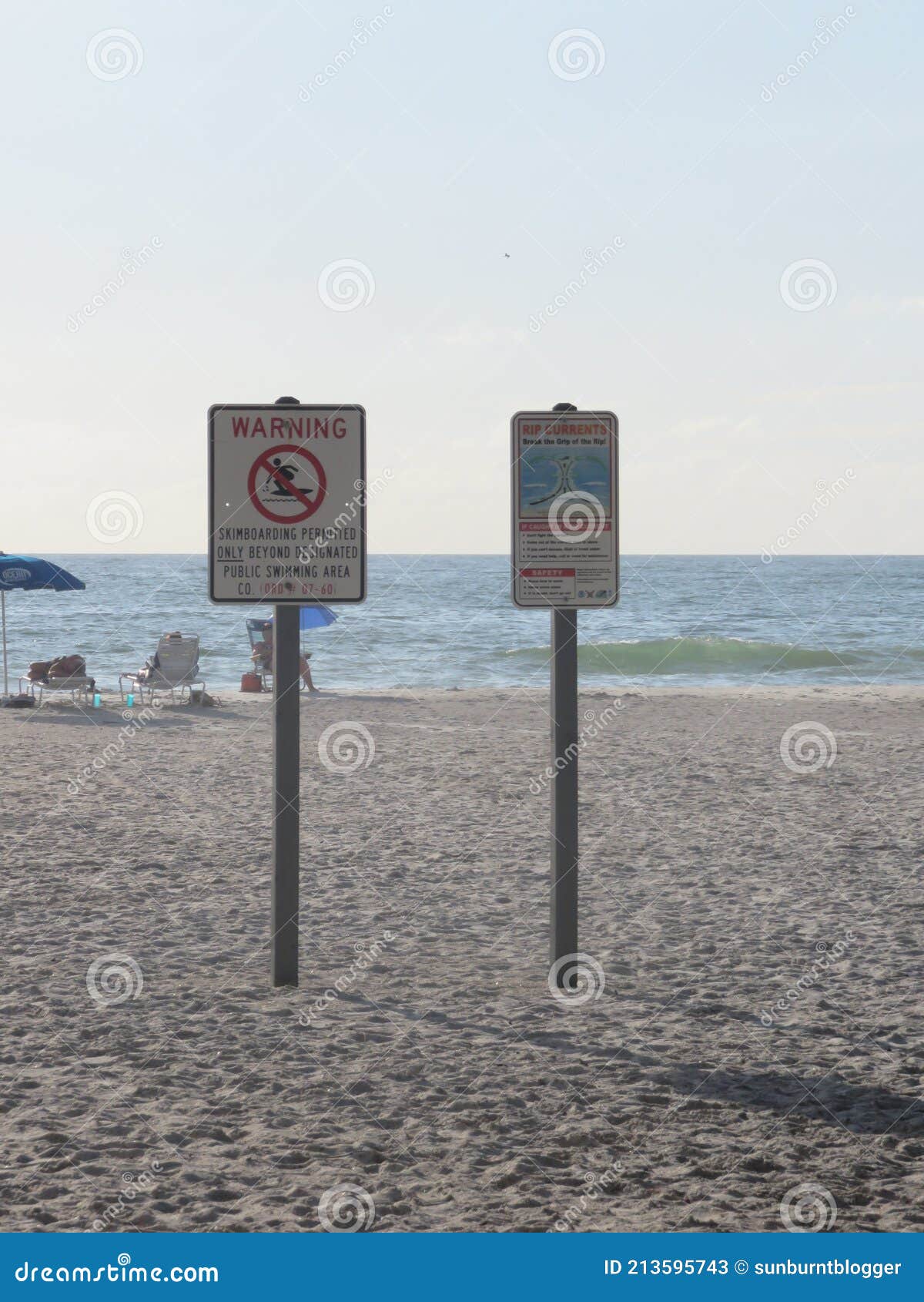 Swimming Warning Signs at the Beach Editorial Stock Photo - Image of ...