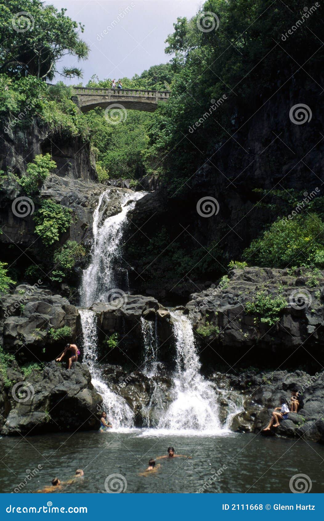 Swimming at a waterfall stock photo. Image of hawaii, flow - 2111668