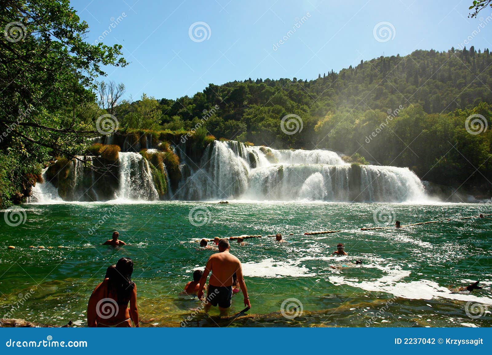 Swimming at waterfall stock photo. Image of floating, trees - 2237042