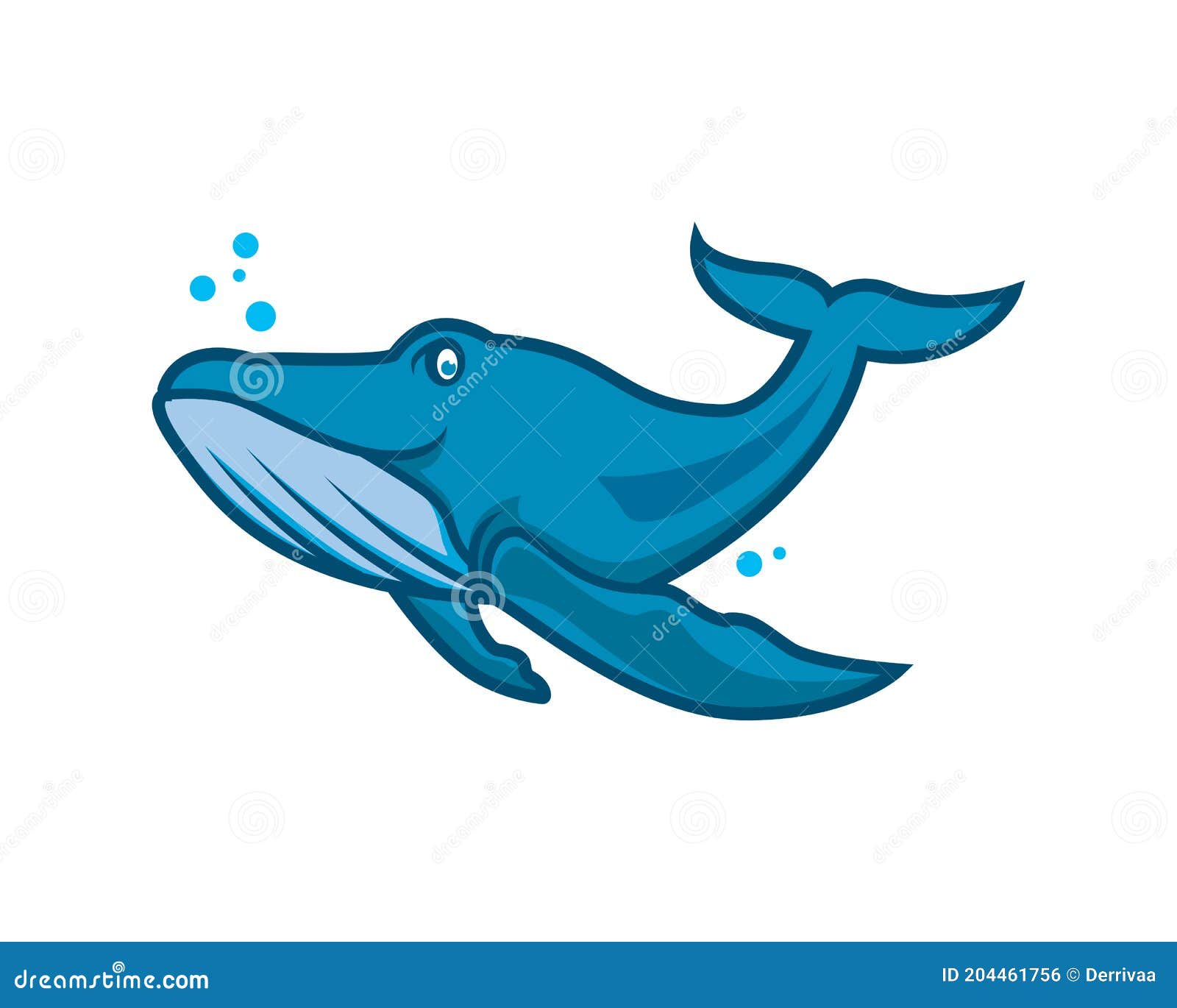 Swimming Whale with Smiling Expression Stock Vector - Illustration of ...
