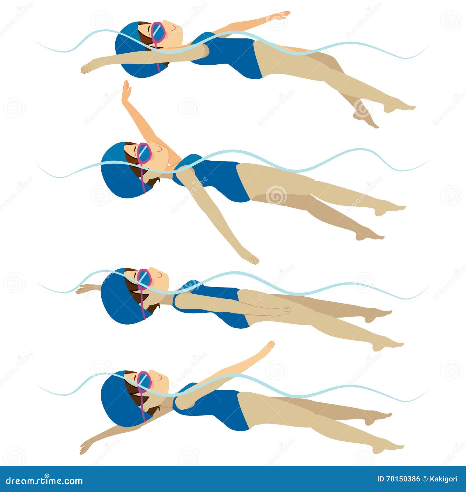 Swimming Woman Backstroke Style Stock Vector - Illustration of goggles ...