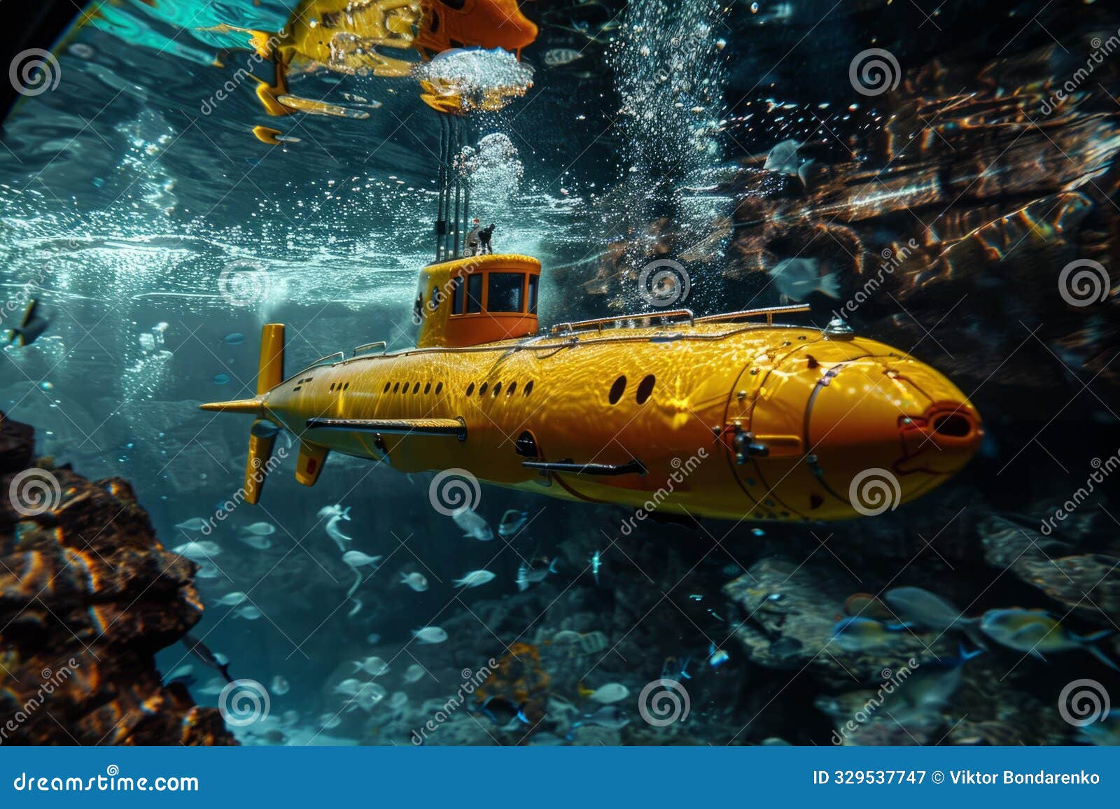 Swimming yellow submarine stock image. Image of ocean - 329537747