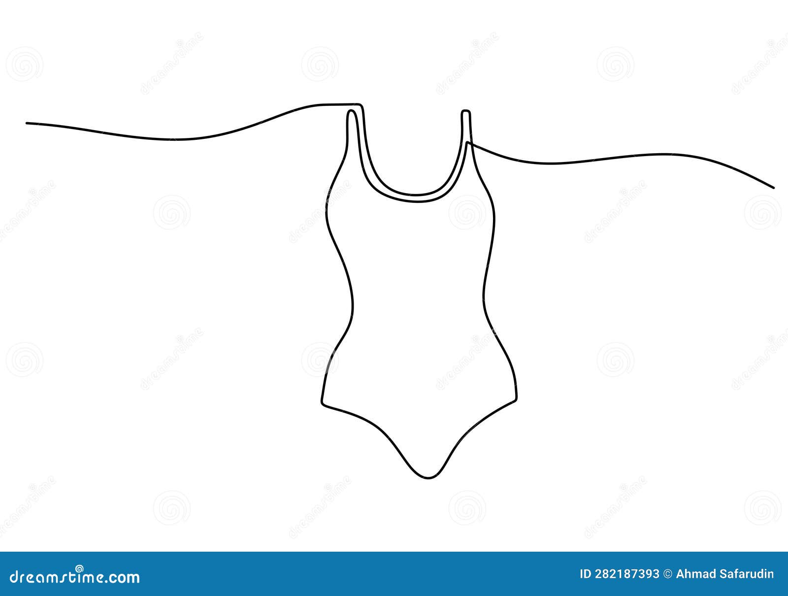 Swimwear One Line Drawing: Continuous Hand Drawn Sport Theme Object ...