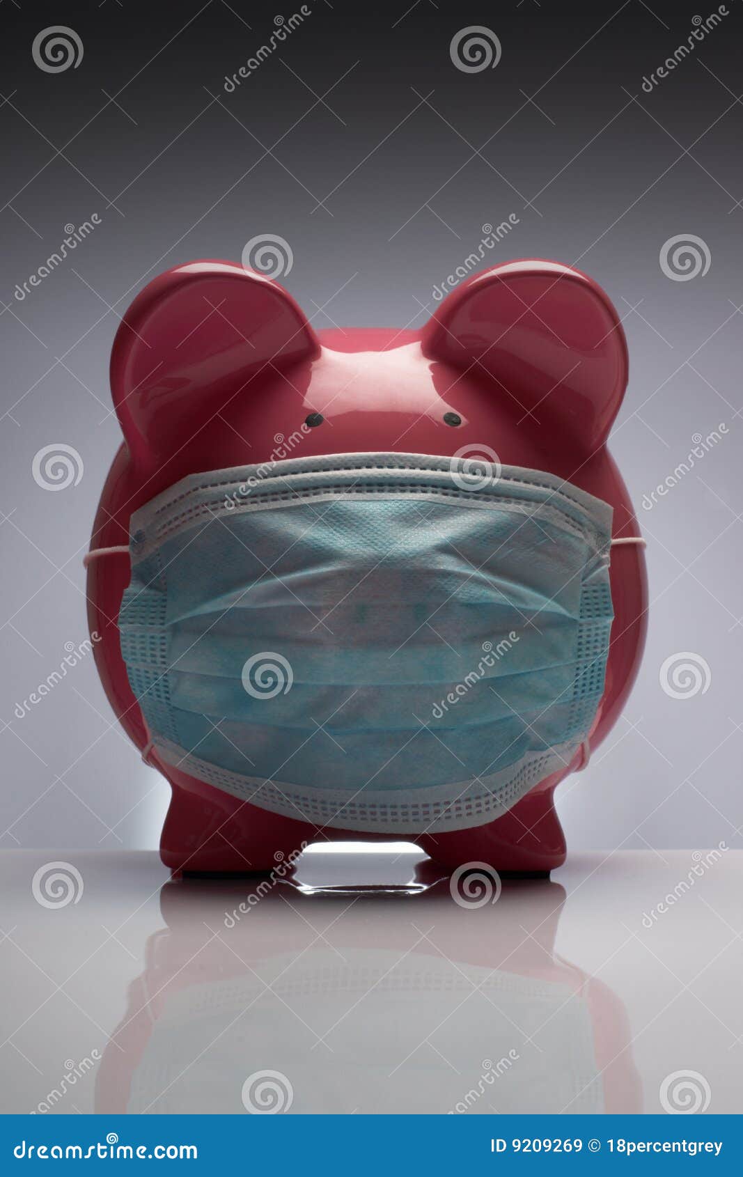 Swine flu pig with mask stock image. Image of reflection - 9209269