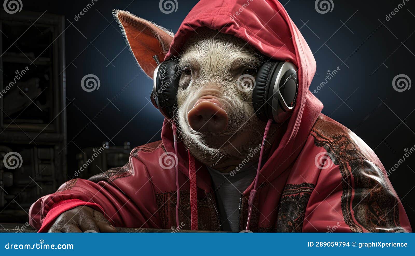 Swine Hip-Hop Star stock illustration. Illustration of chains - 289059794