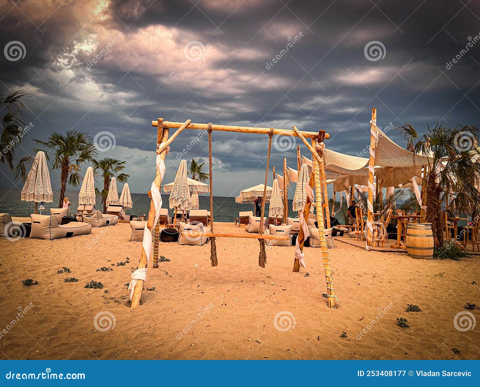 Swing on the beach stock image. Image of morning, beach - 253408177