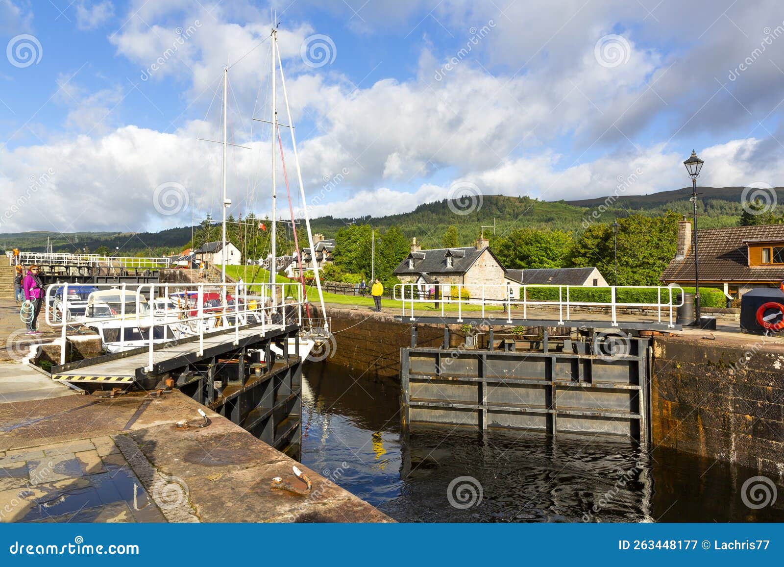 Swing Bridge and Locks in Fort Augustus Editorial Photography - Image ...