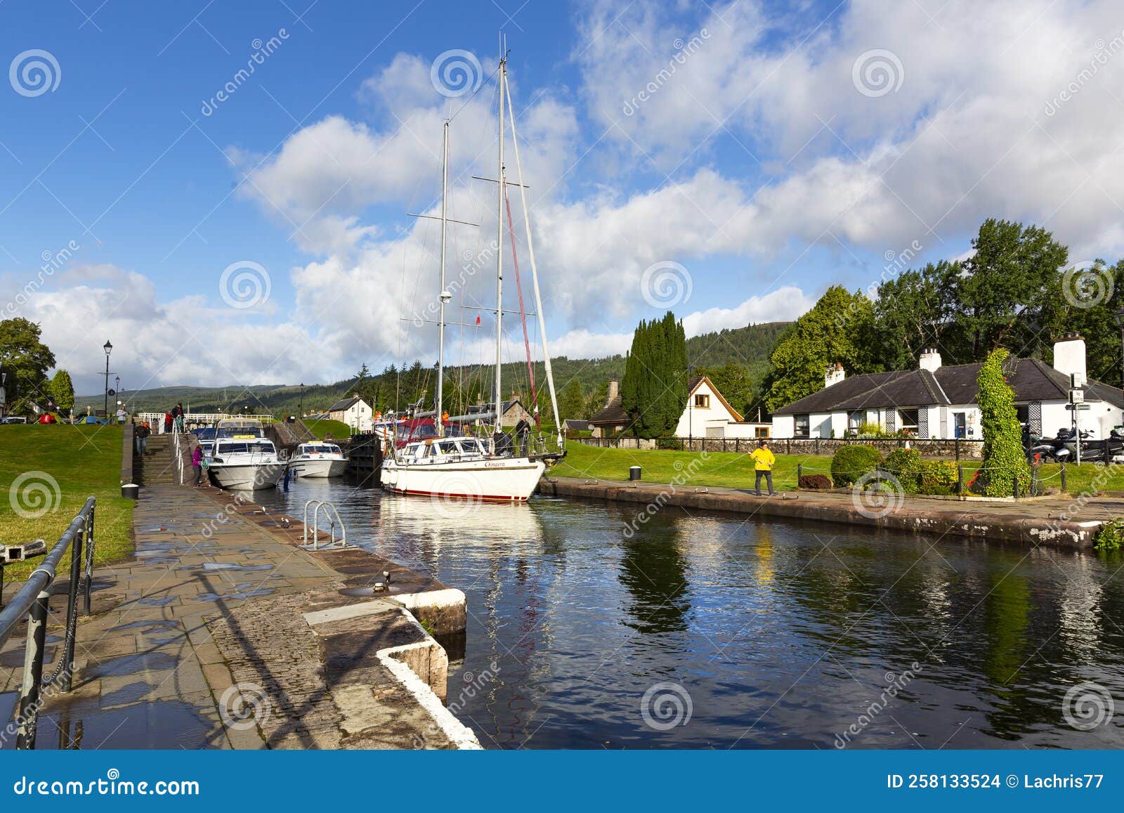 Swing Bridge and Locks in Fort Augustus Editorial Stock Image - Image ...