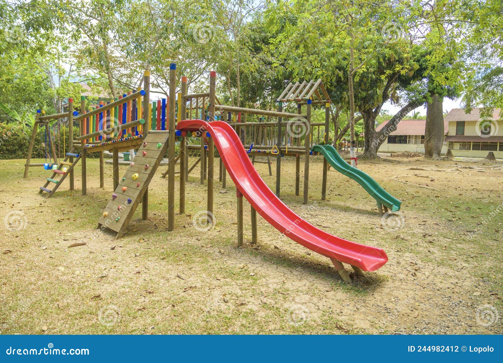 Swing in the Park for Children Stock Photo - Image of house, costa ...