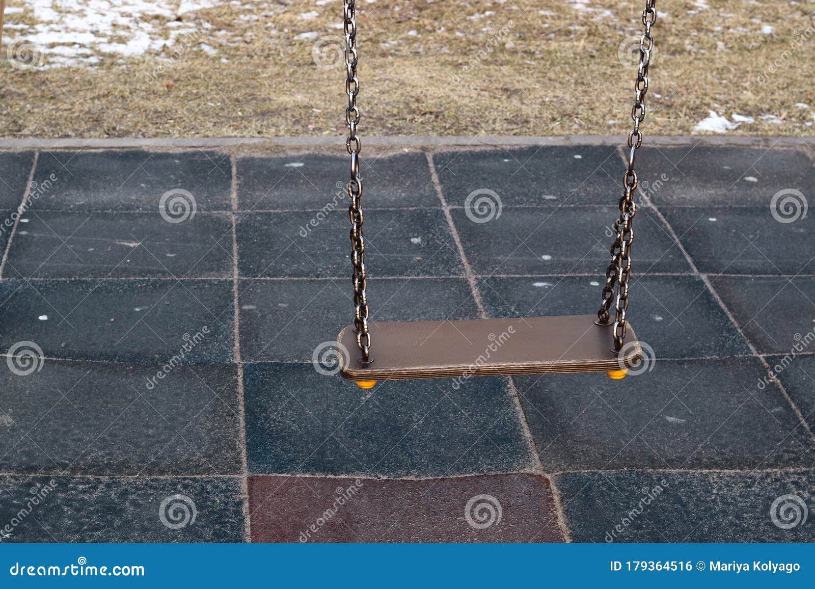 Swing on Chains for Children on the Playground in the Park Stock Photo ...