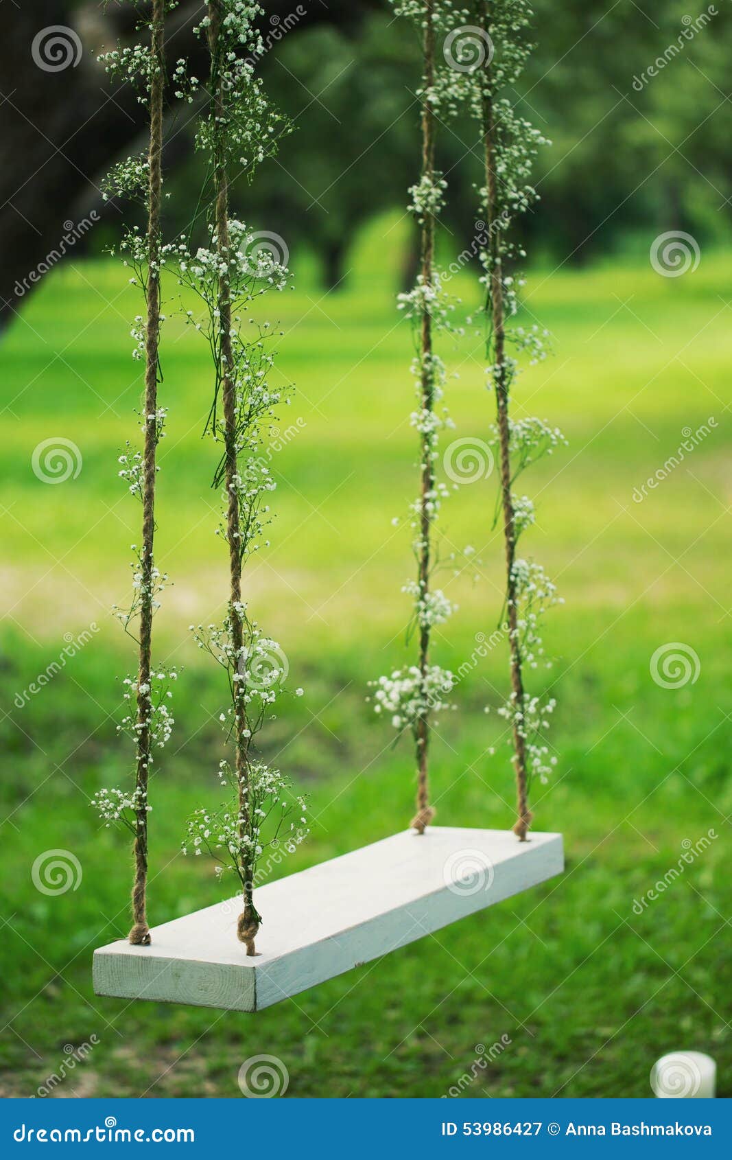 Swing in the garden stock image. Image of rope, background - 53986427