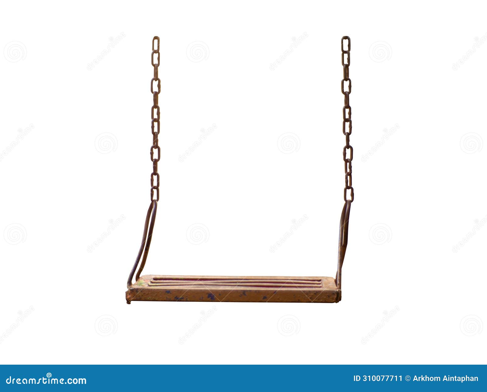 Swing Hanging On White Background With Blank Signboard Royalty-Free ...