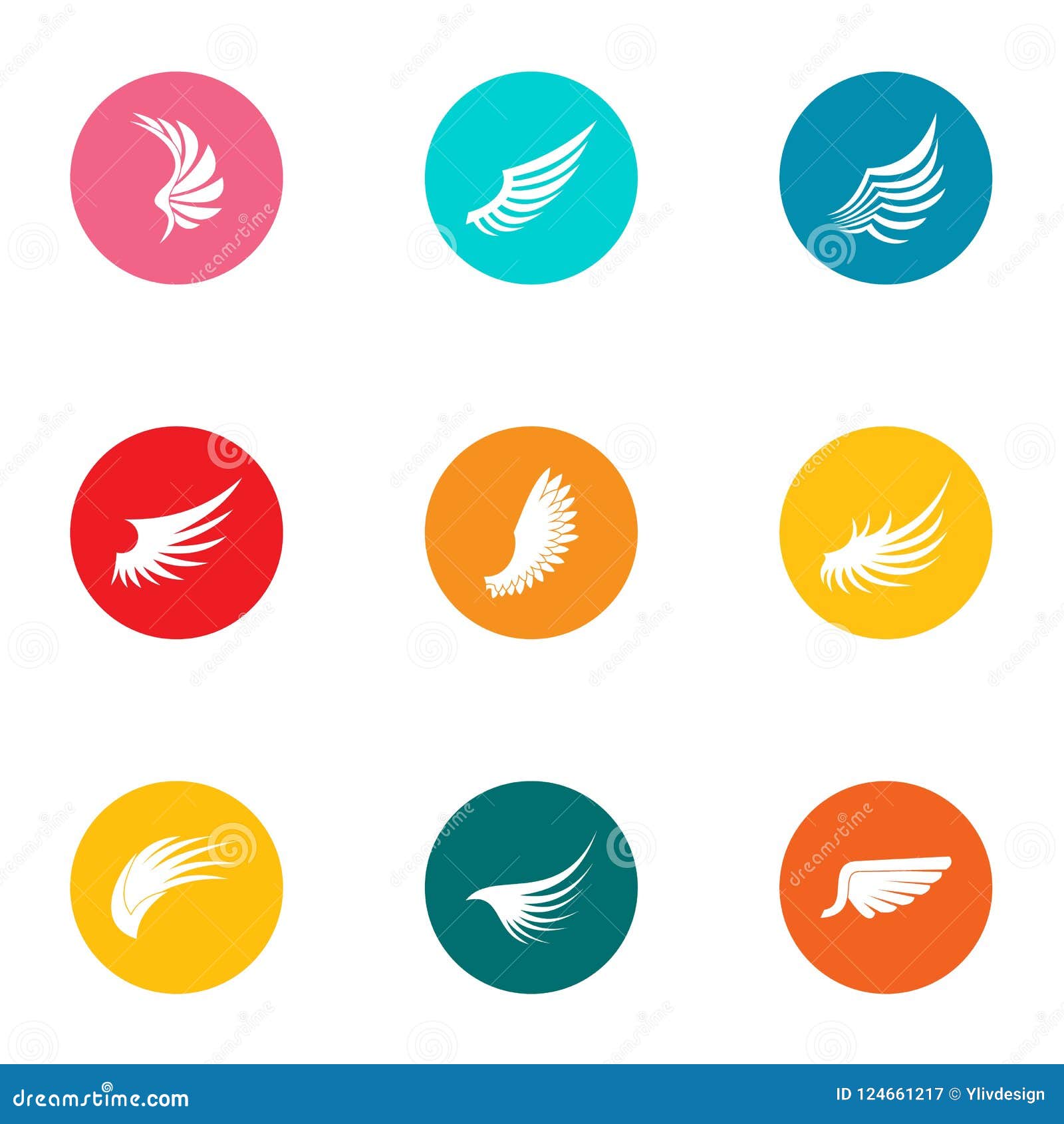 Swing Icons Set, Flat Style Stock Vector - Illustration of force, happy ...