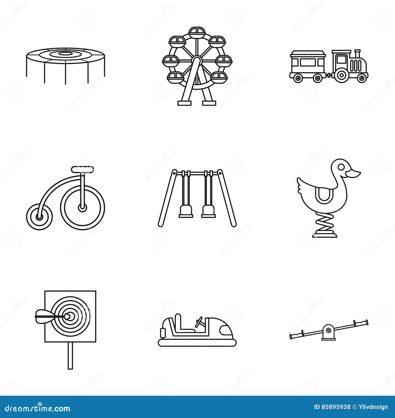 Swing Icons Set, Outline Style Vector Illustration | CartoonDealer.com ...