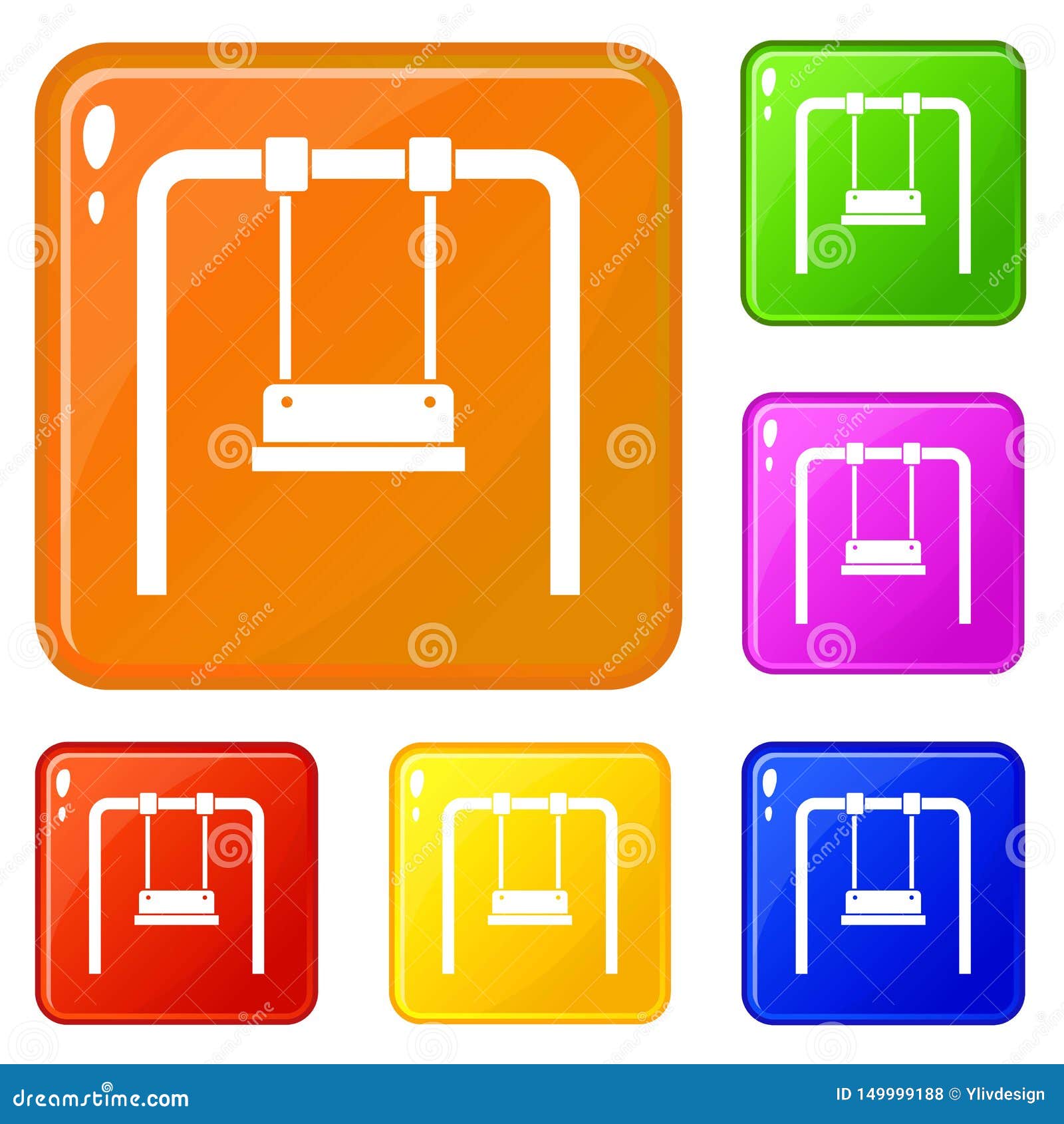 Swing Icons Of Playground, Porch And Tree Swings Vector Illustration ...