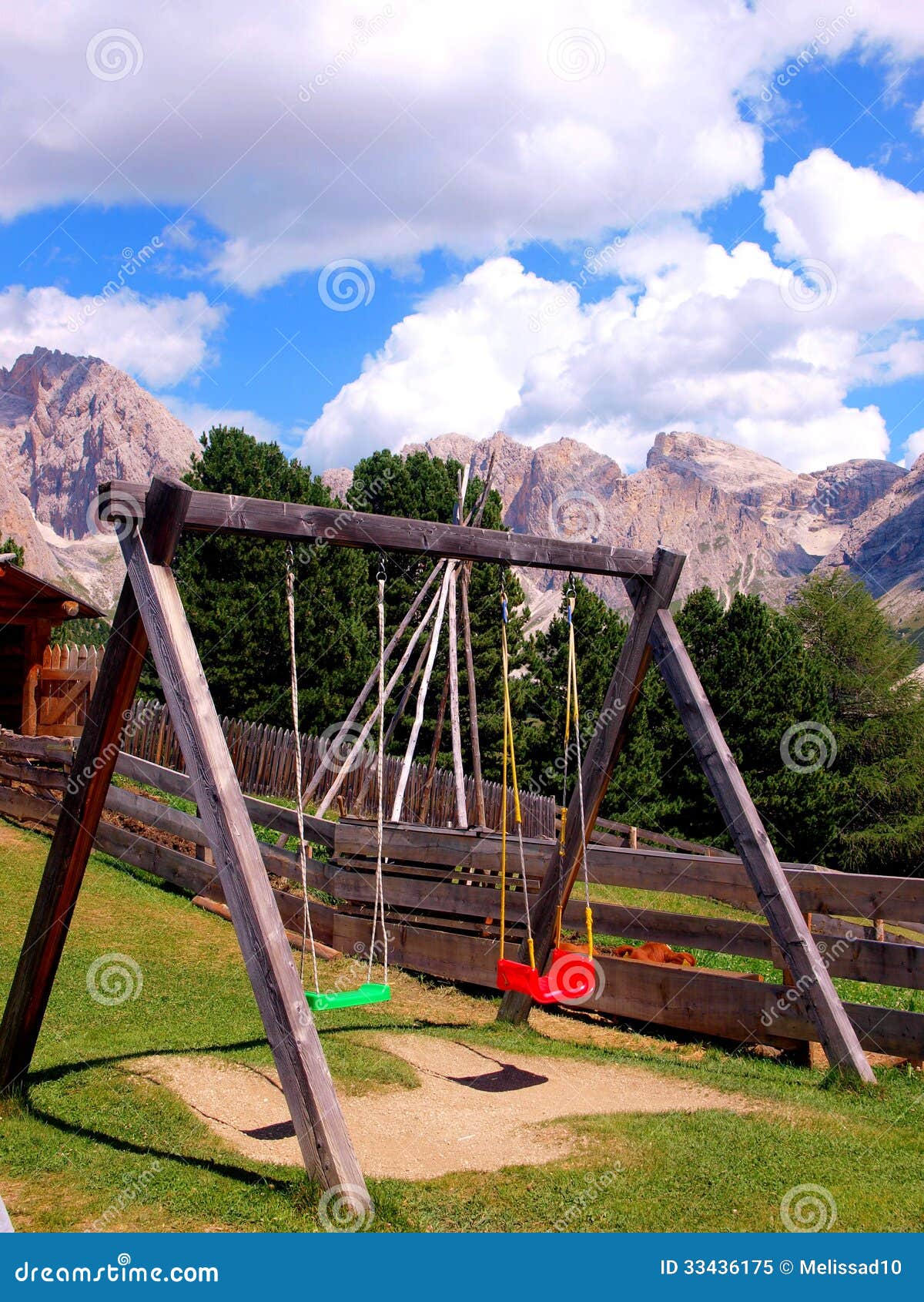 Swing in mountain stock image. Image of field, overgrow - 33436175