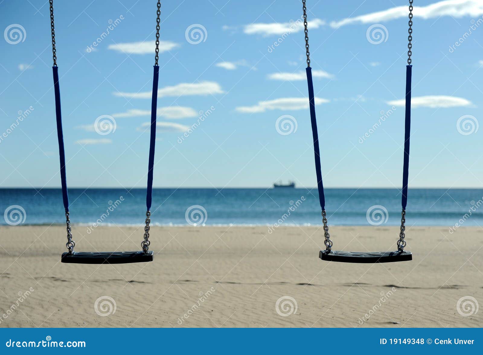 Swing and Ocean stock photo. Image of wave, playground - 19149348