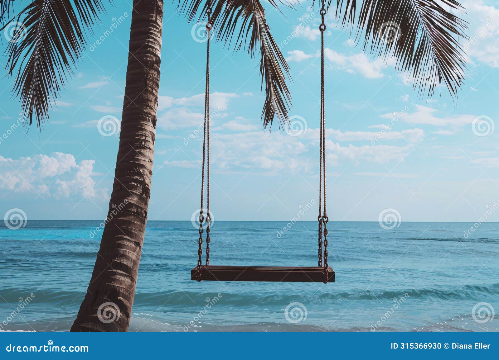 Swing on Palm Tree on the Tropical Beach Stock Illustration ...