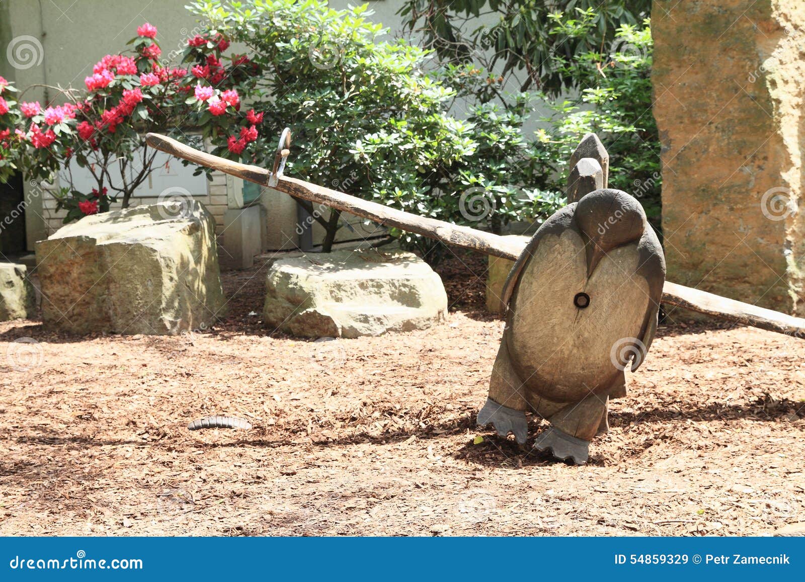 Swing with penguin stock image. Image of statue, swing - 54859329