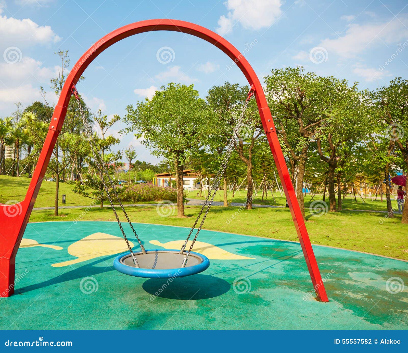 Swing on playground stock photo. Image of tree, ground - 55557582