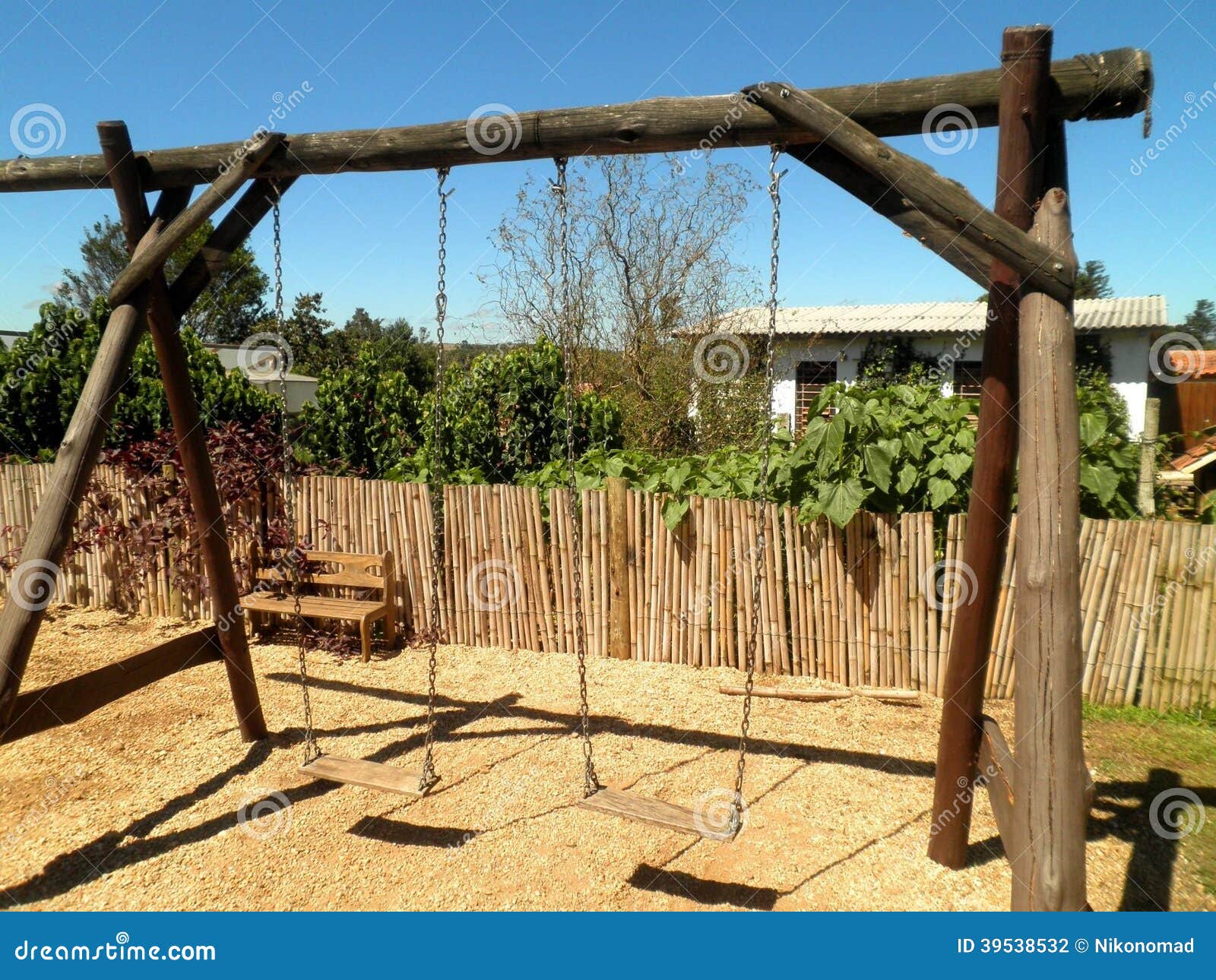 Swing Playground Rural Countryside Stock Photo - Image of wooden ...