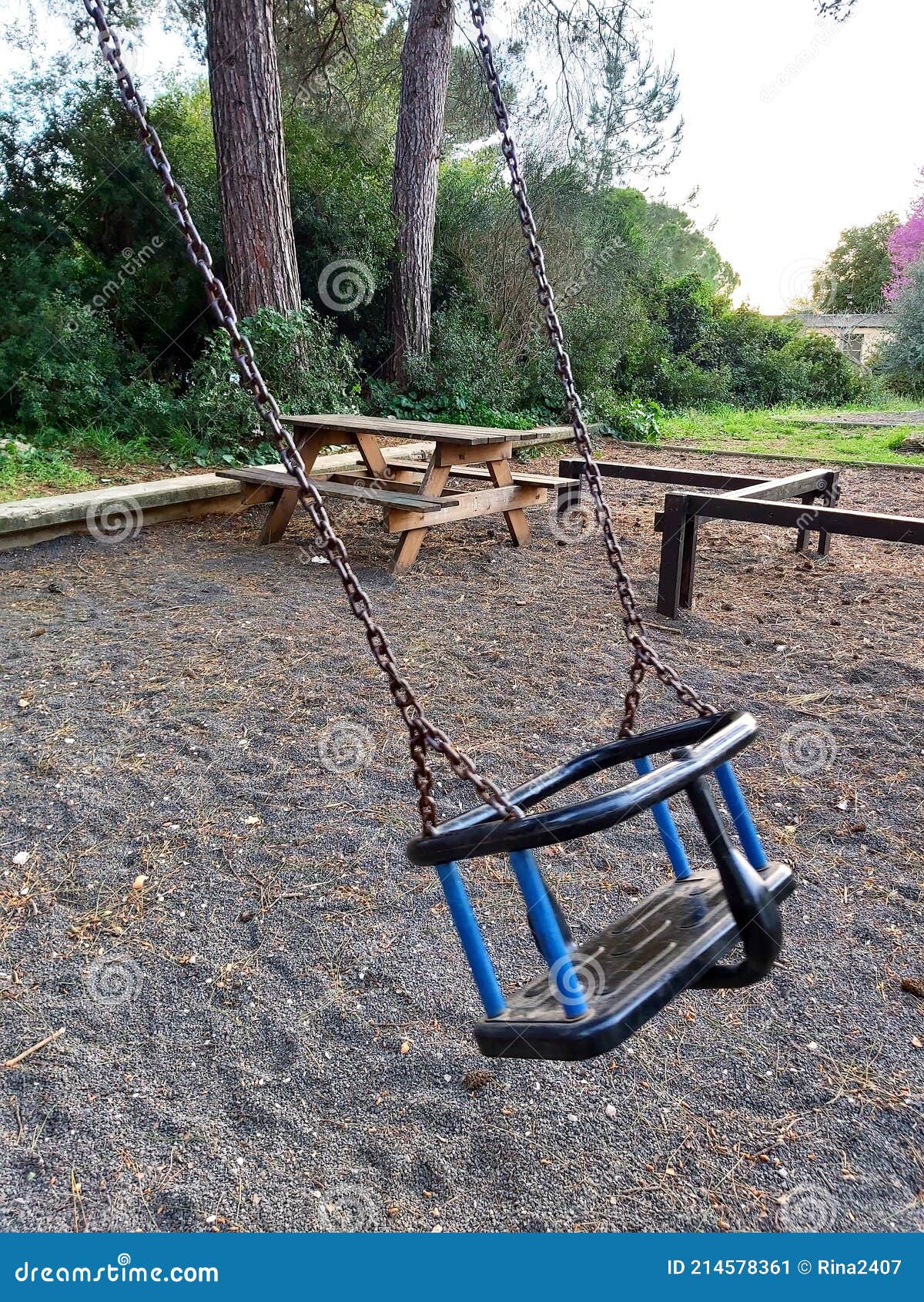 Swing playground . stock image. Image of yard, park - 214578361