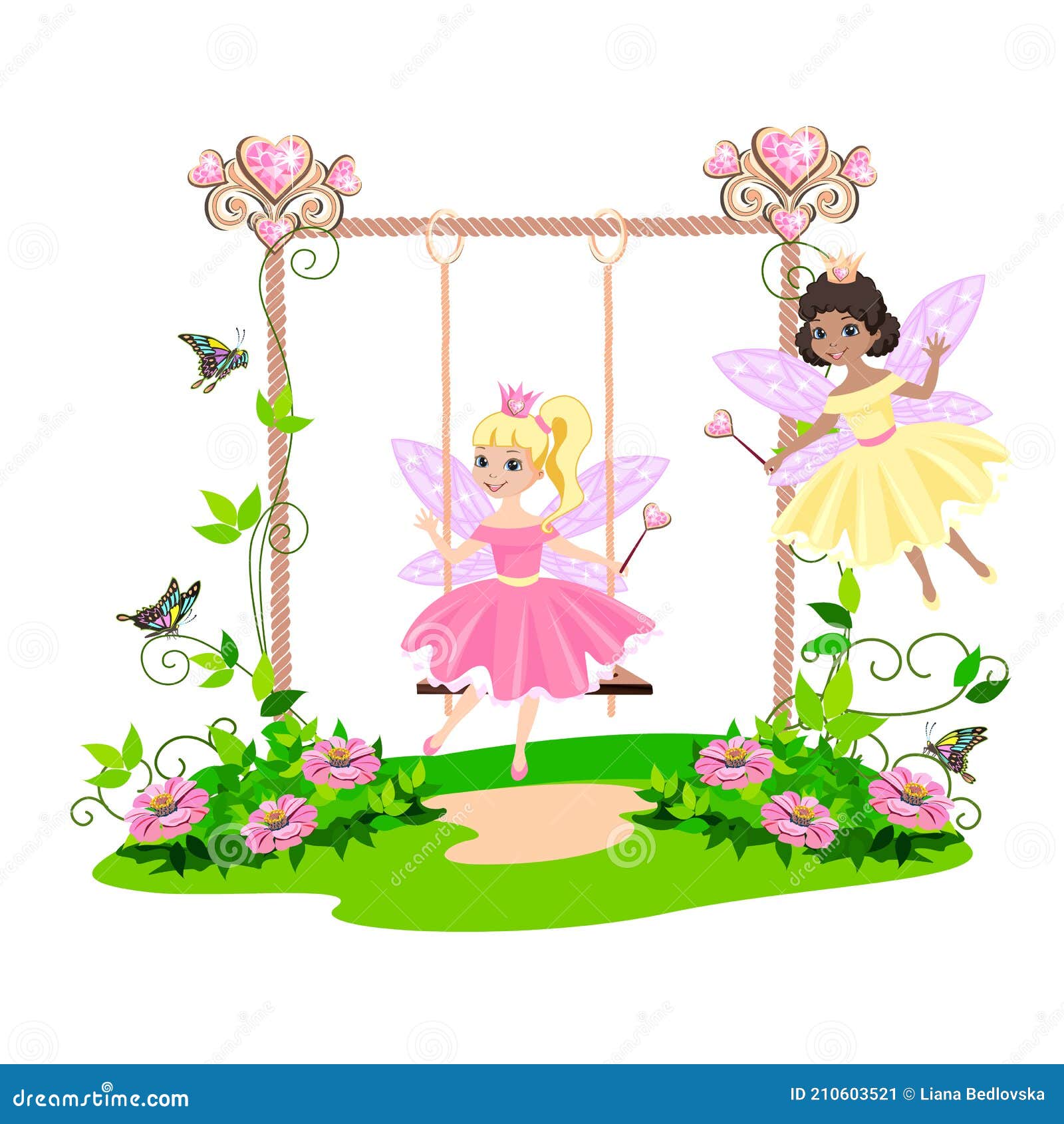Swing for the Princess is Decorated with Hearts Stock Vector ...