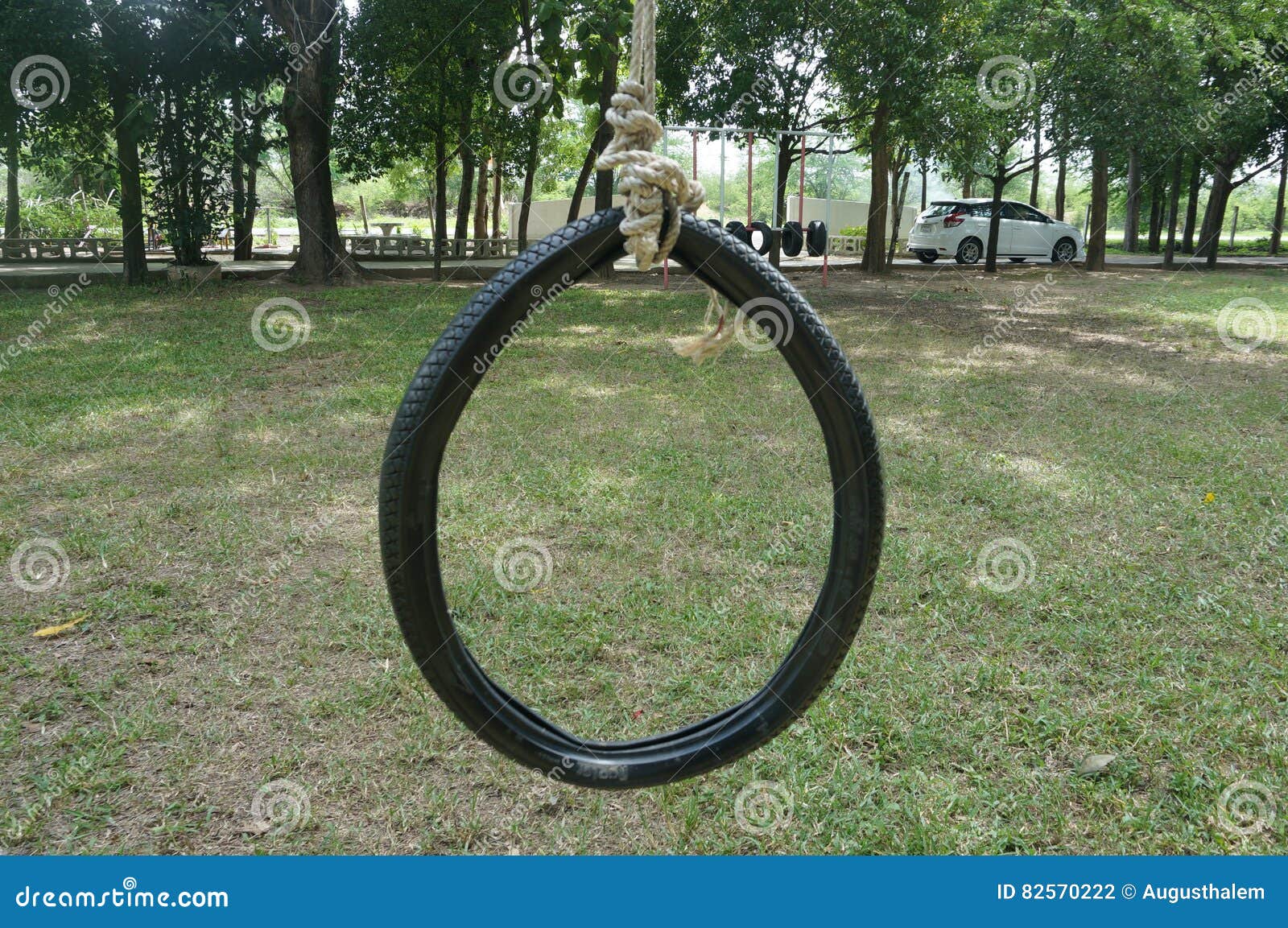 Swing Rubber Ring for Kids at the Playground Stock Photo - Image of ...