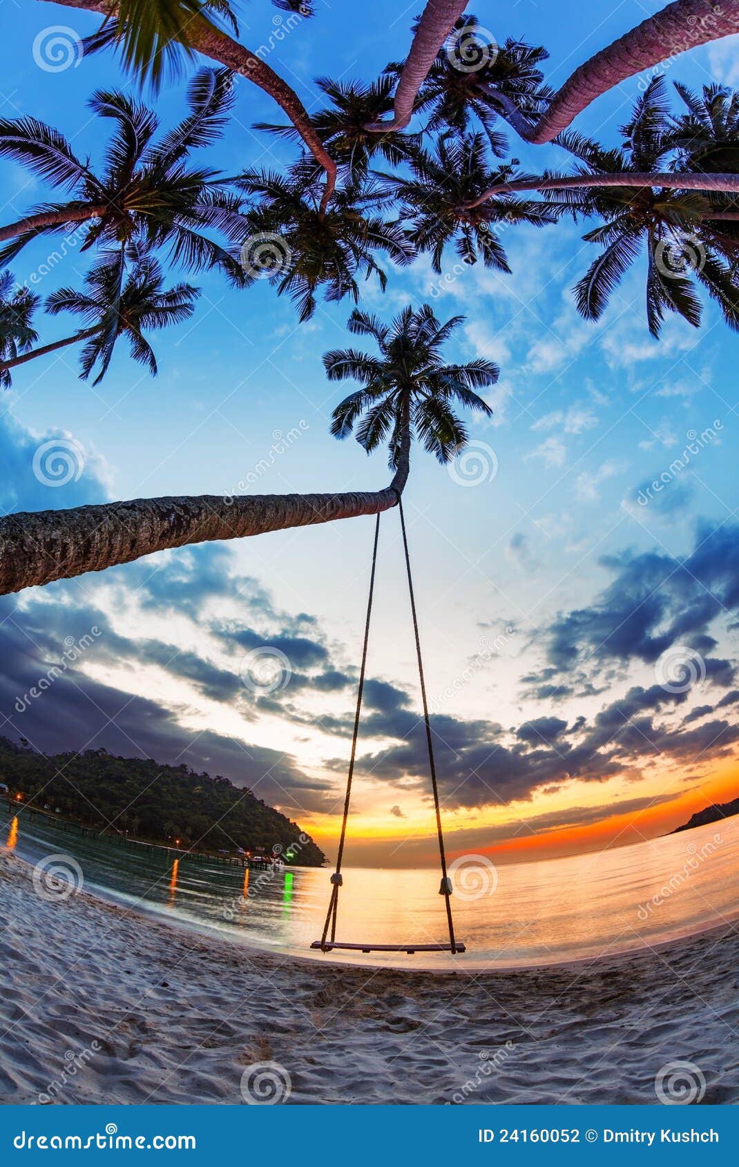 Swing on Sunset at the Beach Stock Photo - Image of cloud, island: 24160052