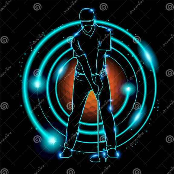 Neon golfer stock vector. Illustration of actions, body - 324540412