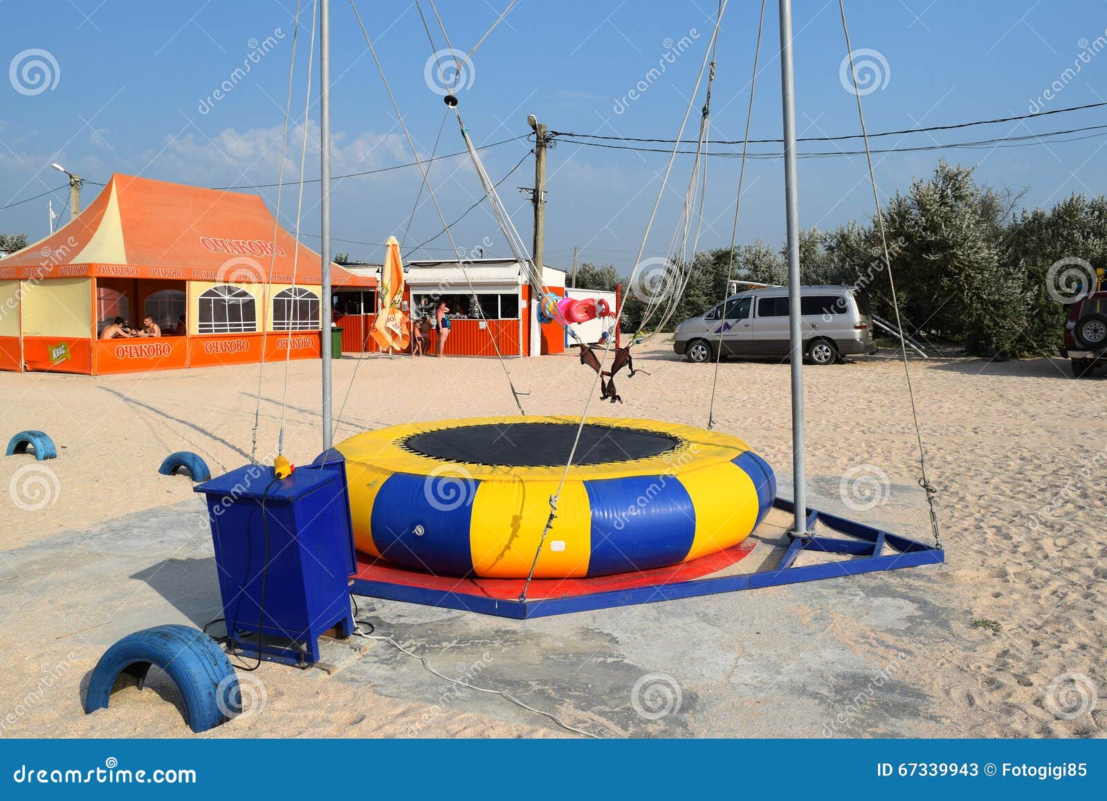 Swing with a Trampoline at the Beach Editorial Stock Photo - Image of ...