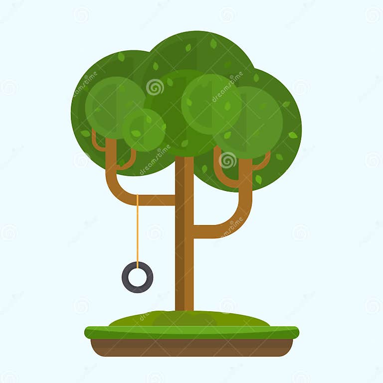 Swing on tree in park. stock vector. Illustration of bright - 74132162