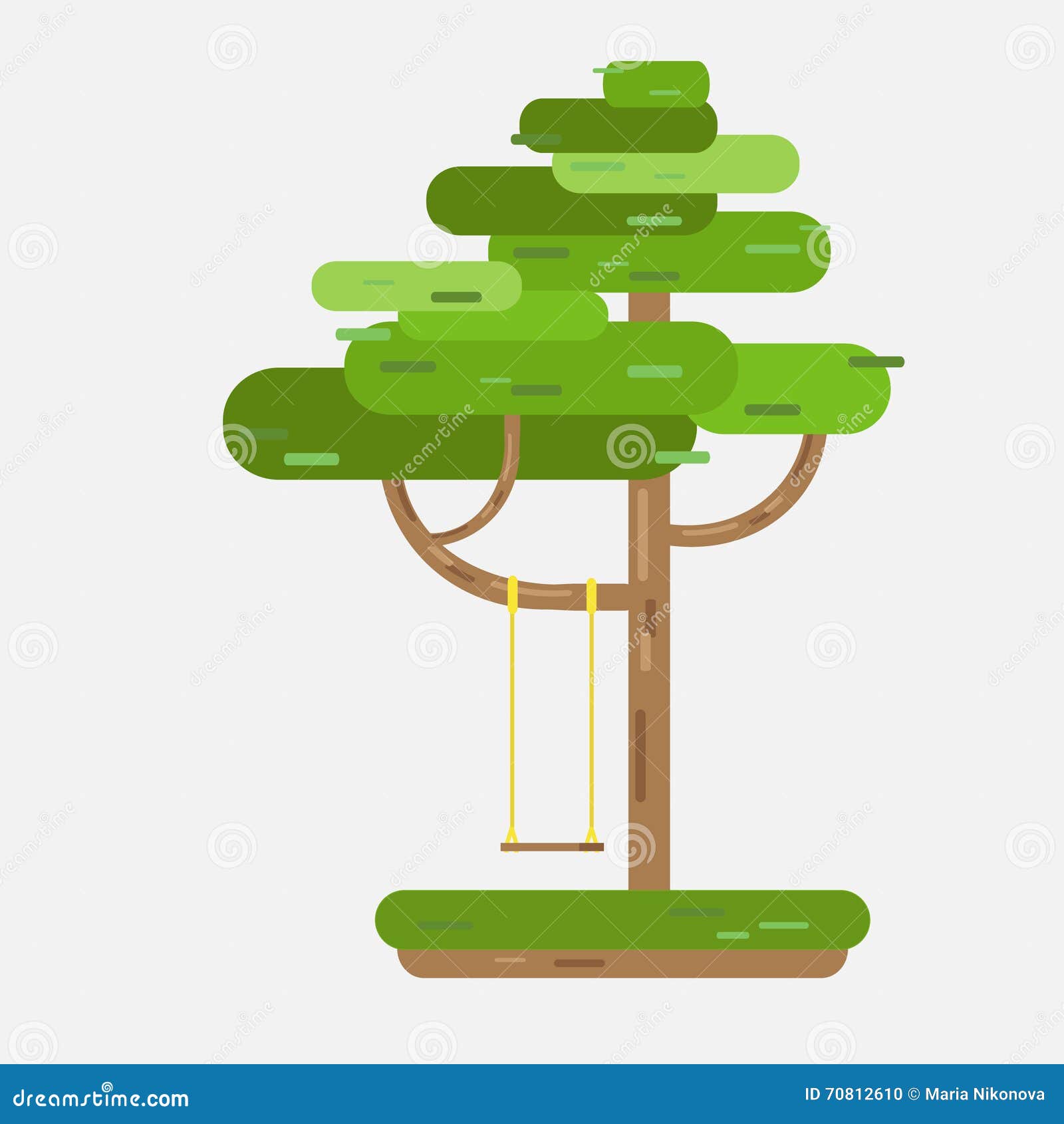 Swing on Tree in park. stock vector. Illustration of grass - 70812610