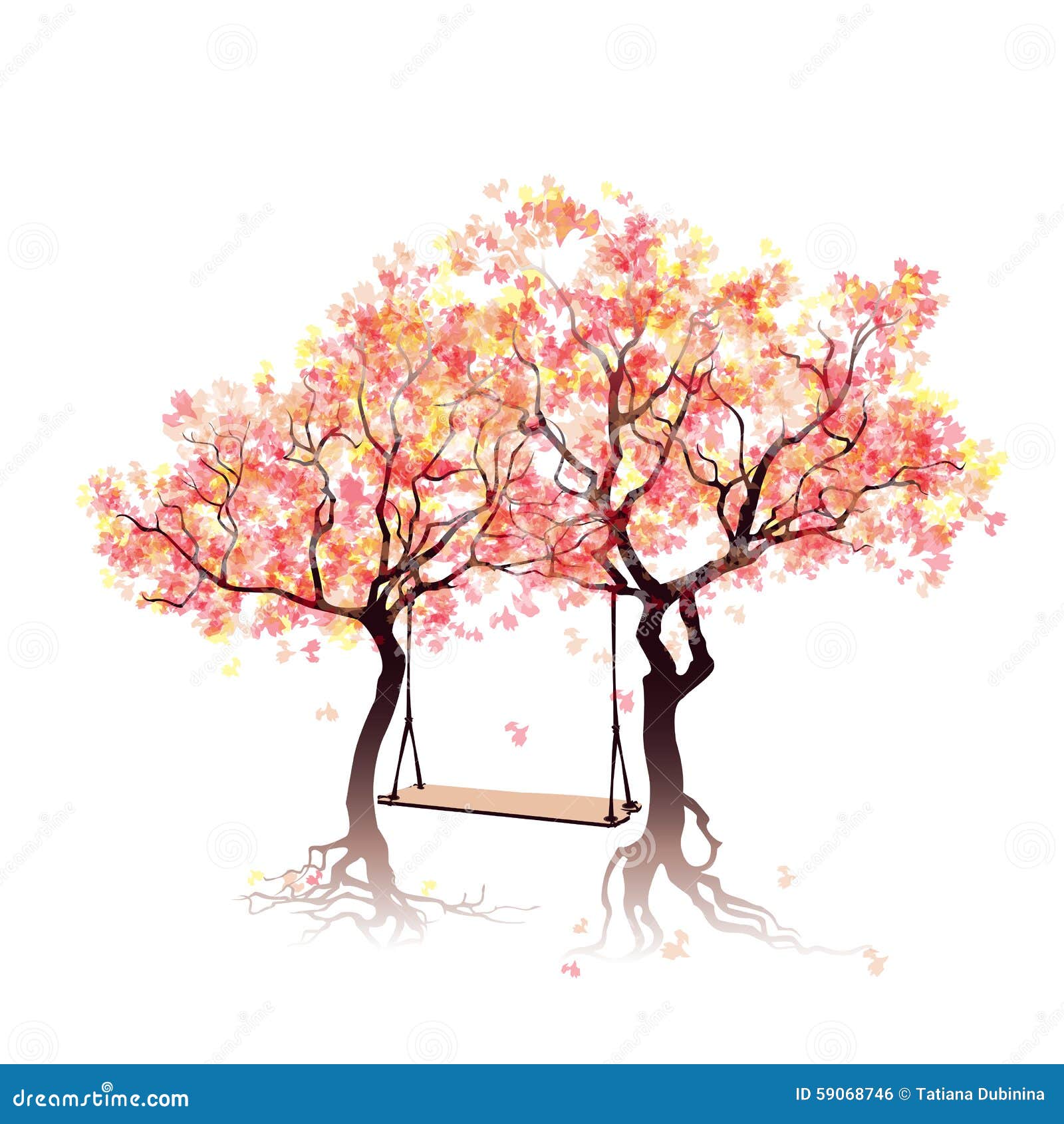 Swing between the Trees. Colorful Abstract Trees Stock Vector ...