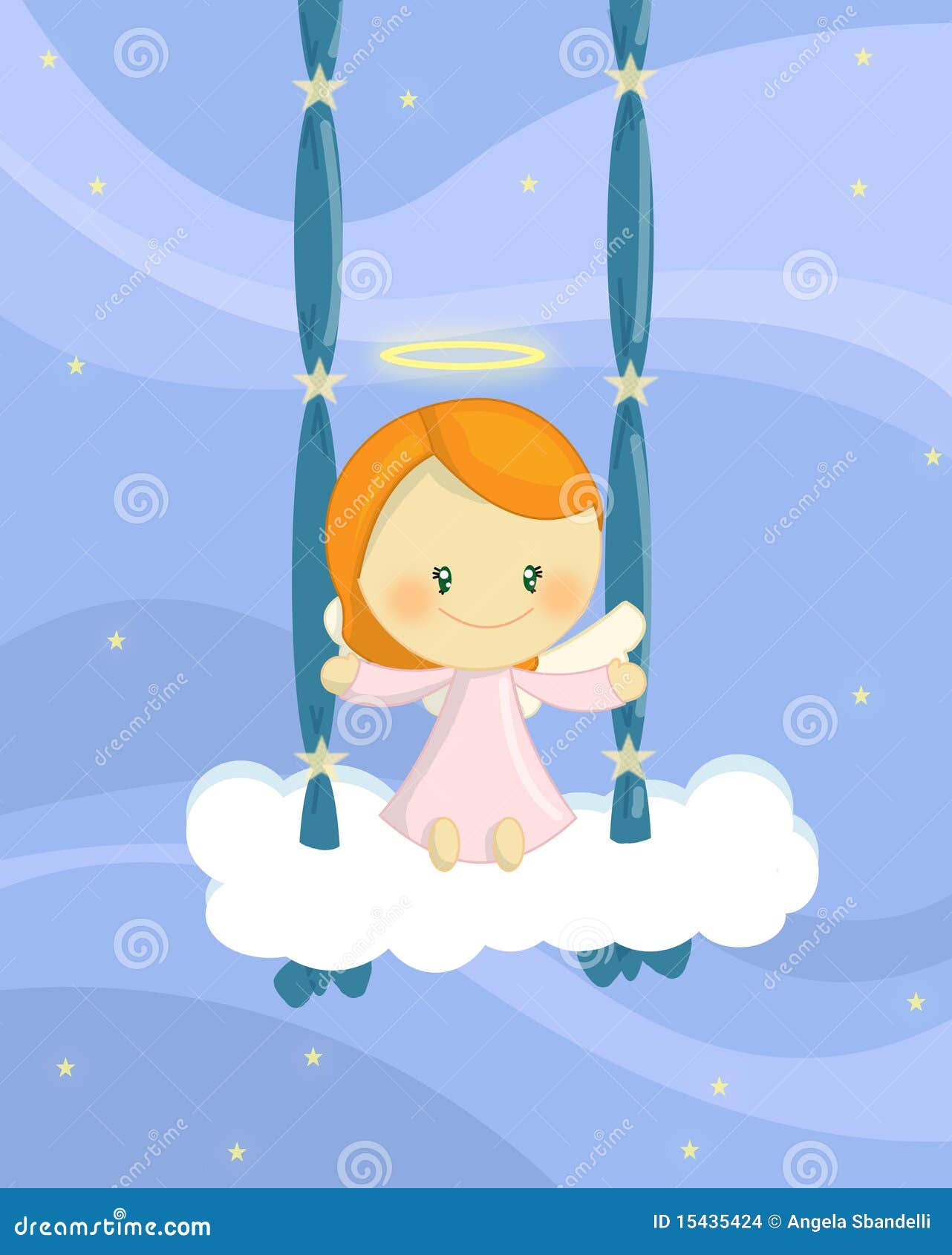 Swinging angel girl stock illustration. Illustration of graphic - 15435424
