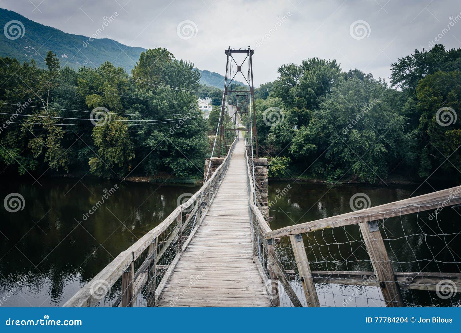 Swinging Bridge in Buchanan, Virginia. Stock Photo - Image of ...