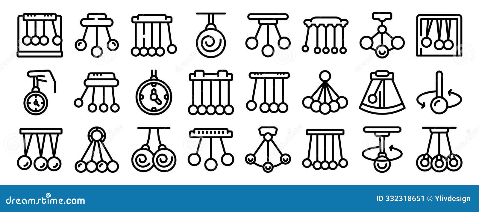 Swinging Hypnosis Pendulum Icons Set. Set Of Pendulum Icons Showing ...