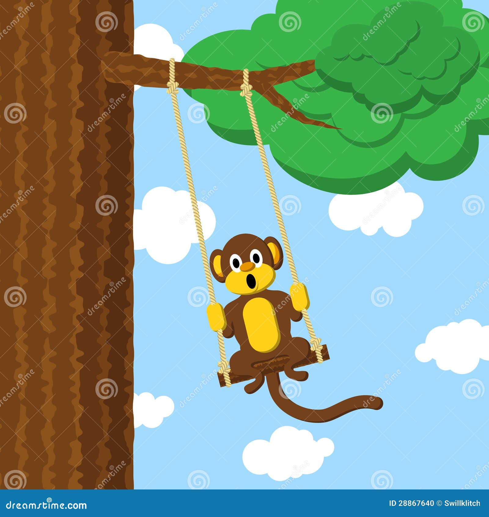 Swinging monkey stock vector. Illustration of chimp, adorable - 28867640